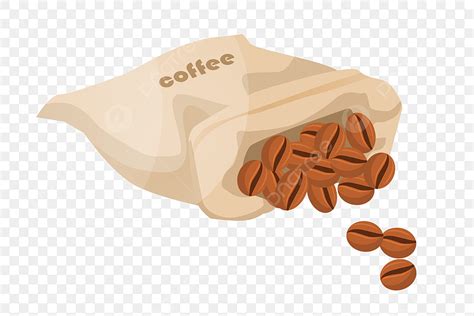 자루에 넣은 수입 된 커피 일러스트 콩 그림 원두 커피 한 봉지 수입 된 커피 콩 삽화 Png 일러스트 및 Psd 이미지