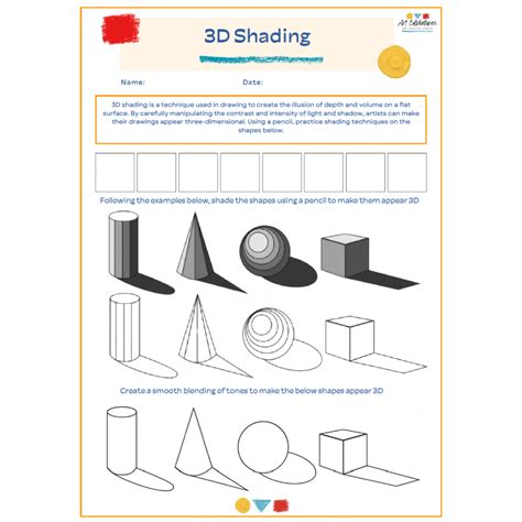 3d shading worksheet art edventures