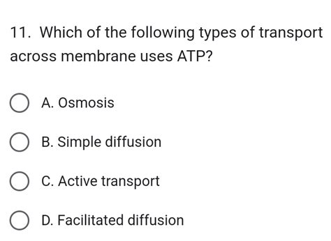 11 Which Of The Following Types Of Transport StudyX