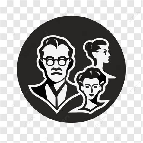 안경을 쓴 가족의 흰색 실루엣 벡터 흰색 바탕에 작가의 단순한 검은색 아이콘 그림자 없음 작은 프레임 중앙 Png
