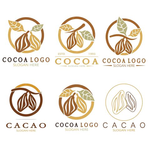 Premium Vector Cocoa Logo Cocoa Bean Cocoa Tree Cocoa Branches And