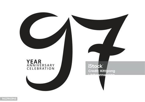 97 주년 기념일 축 하 블랙 컬러 로고 타입 벡터 97 숫자 디자인 97 번째 생일 초대장 로고 번호 디자인 벡터 일러스트