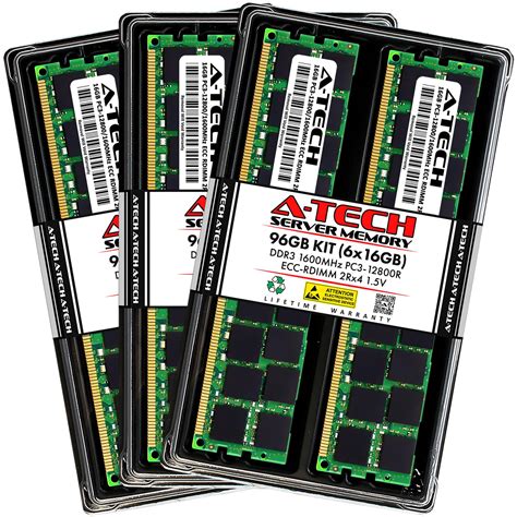 A Tech 96GB Kit 6x16GB DDR3 1600MHz PC3 12800R ECC RDIMM 2Rx4 Dual