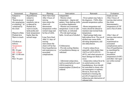 Definition Of The Case Hyperthermia Ncp Assessment Diagnosis