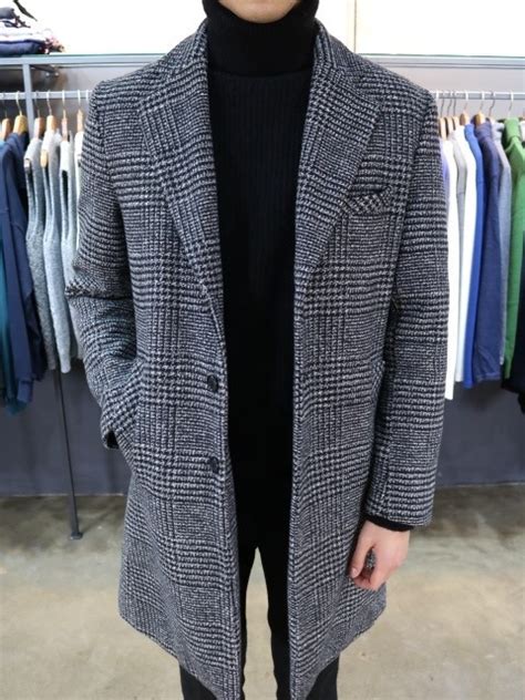 겨울 머스트해브 아이템 남자 글렌체크 싱글 코트 입니다 네이버 블로그