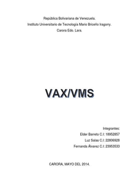Vax Vms Pdf Archivo De Computadora Áreas De Informática