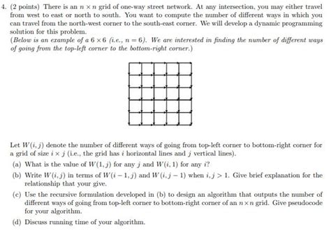 solved 4 2 points there is an n x n grid of one way