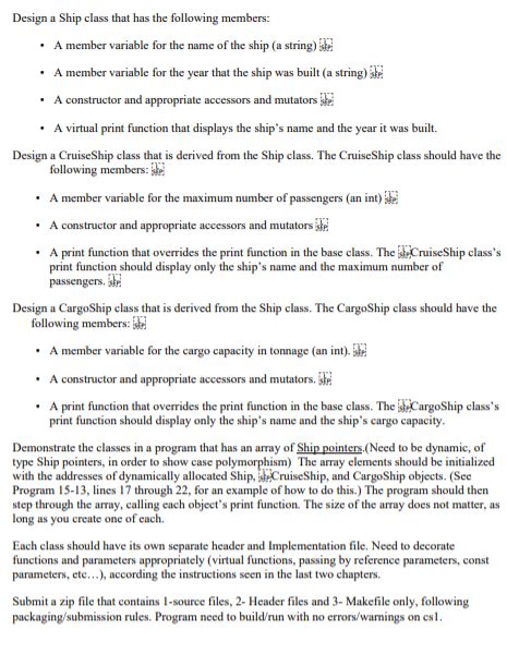 Solved Design A Ship Class That Has The Following