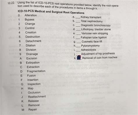 [solved] Using The List Of Icd 10 Pcs Root Operations Provided Below Course Hero