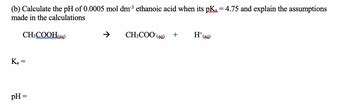 Answered B Calculate The Ph Of Mol Dm Ethanoic Acid When Its