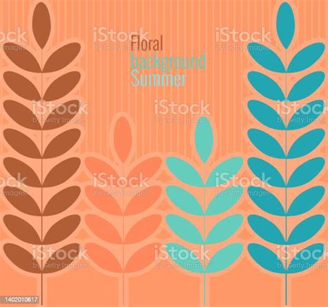 단순한 평면 스타일의 여름 꽃 배경 트렌디한 색상 팔레트에 나뭇잎과 가지 선과 윤곽선이 있는 벡터 일러스트 레이 션 템플릿입니다 소셜 네트워크 초대장 축하를 위해 0명에
