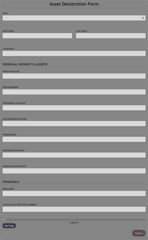 Asset Declaration Form Template Formplus