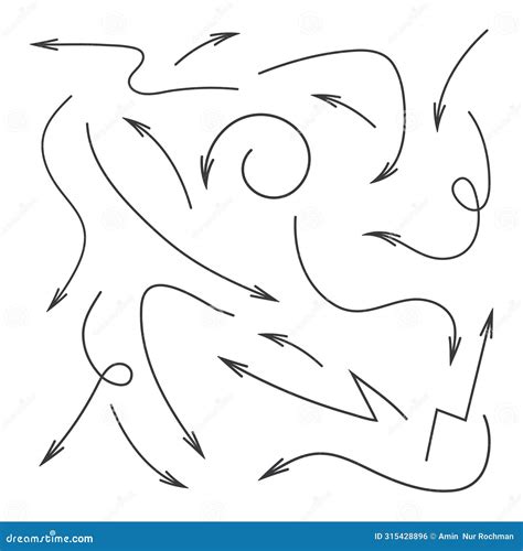 Black Dotted Hand Drawn Arrows Set On White Background Arrow Cursor