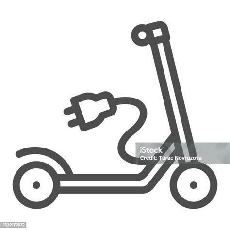 Scooter Électrique Avec Icône De Ligne De Prise De Recharge Concept De