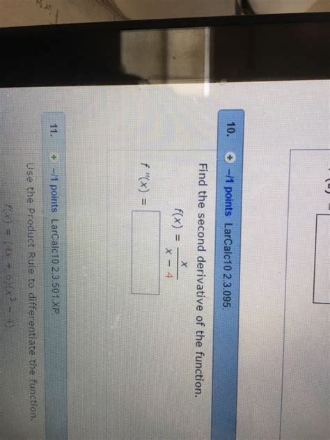 Solved Find The Second Derivative Of The Function Fx