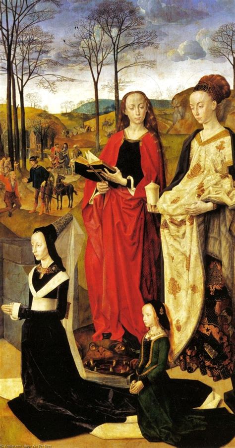 絵画のコピー Sts MargaretとMary MagdaleneとMaria Portinari 1476 バイ Hugo Van