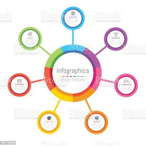 Infographic 7 옵션 부품 단계 일정 또는 프로세스와 비즈니스 데이터에 대 한 디자인 요소입니다 벡터 일러스트입니다 6