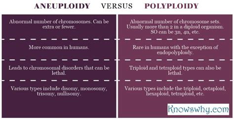 Difference Between Aneuploidy And Polyploidy Brain Facts Science Notes Chromosomal Disorders