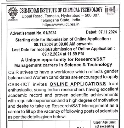 IICT Hyderabad Recruits Scientists Applications Open