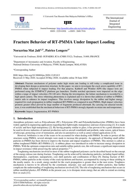 Pdf Fracture Behavior Of Rt Pmma Under Impact Loading