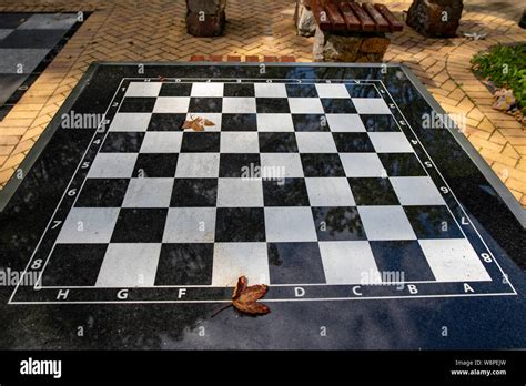 A Small Chess Table In The Park Empty Board Game Table Summer Season Stock Photo Alamy