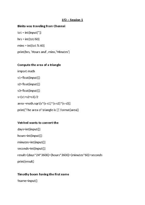 Python Elab Program Io Session 1 Binita Was Traveling From Chennai