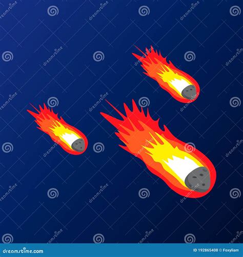 Flame Meteorit Rain In Deep Space Stock Vector Illustration Of Icon