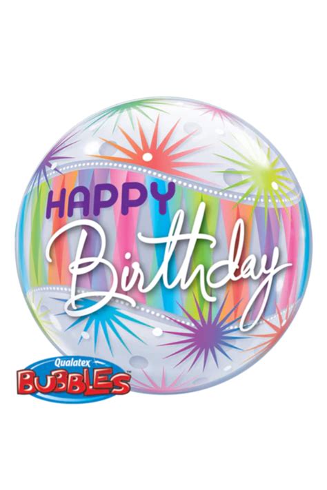 Balão Bubble 22” Aniversário Com Explosão De Estrelas Qualatex Embrulhe Balões