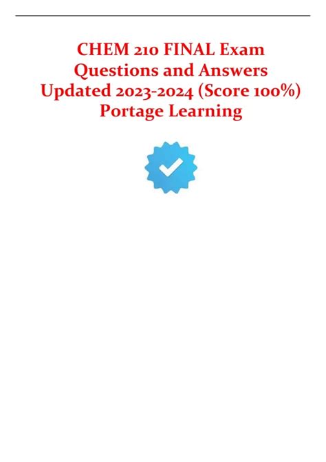 Chem Final Exam Questions And Answers Updated Score Portage Learning Chem