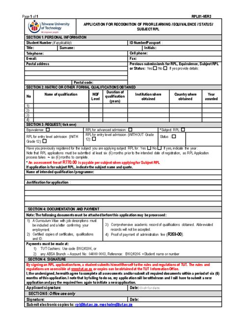 Rpl Form Communication I Page 1 Of 1 Rpl01 Ver 3 Application For