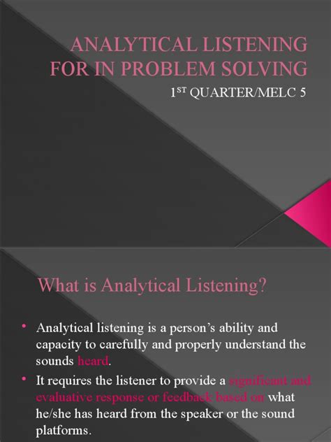 analytical listening for in problem solving pdf