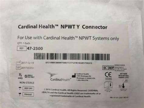 Cardinal Health 47 2500 Npwt Y Connector Gb Tech Usa
