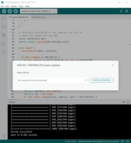 Wifi101 Firmware Updater Not Working With Adafruit Feather M0 Wifi Shield 101 Arduino Forum
