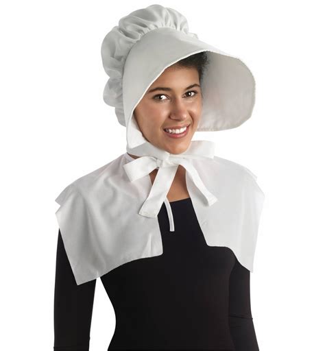 Colonial Pilgrim Victorian Olden Day Pioneer Women Costume White Bonnet
