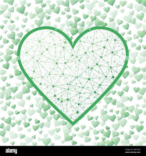 Deep Mesh Heart Geometric Heart Mesh In Green Color Shades Green