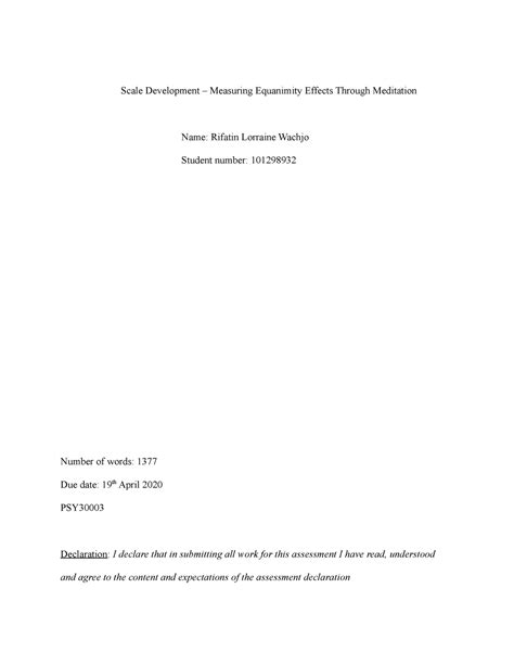 Creating A New Scale For Measuring Equanimity Scale Development