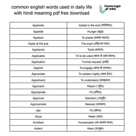 PDF Daily Use English Words With Meaning In Hindi PDF Panot Book