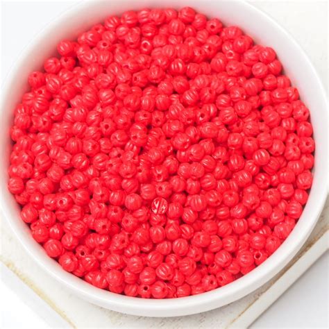 3 Mm Melon Bead Matte Opaque Red X 100 Pc S