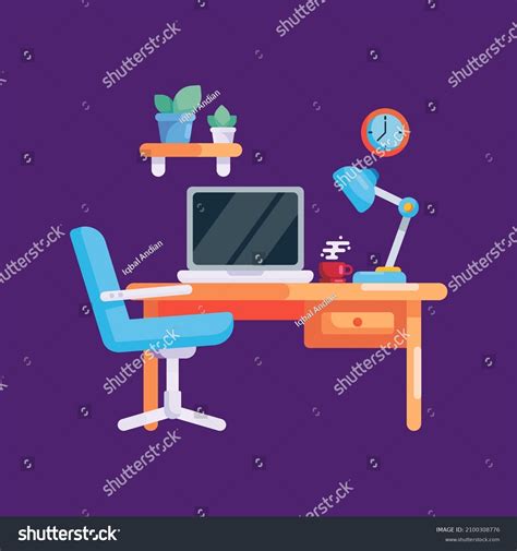 Modern Workspace Computer Background Concept Stock Vector Royalty Free 2100308776 Shutterstock