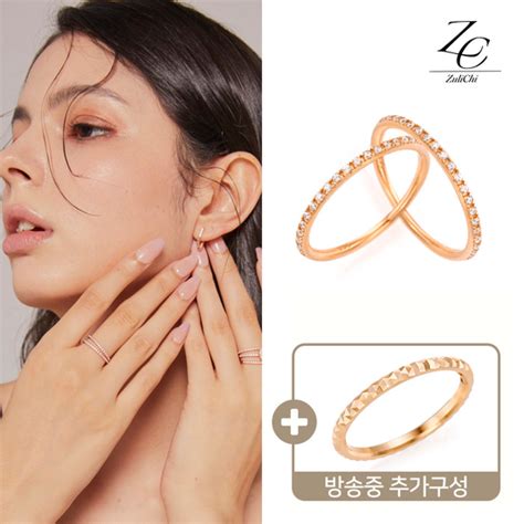 줄리카이 18k 천연화이트다이아몬드 가드링 쌍반지 방송중 18k 반지 추가