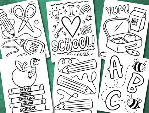 School Fun Coloring Page Set Instant Download Fun Class Activity Back