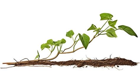 Premium Ai Image Elevation Side View Of A Leaf Stem And Root