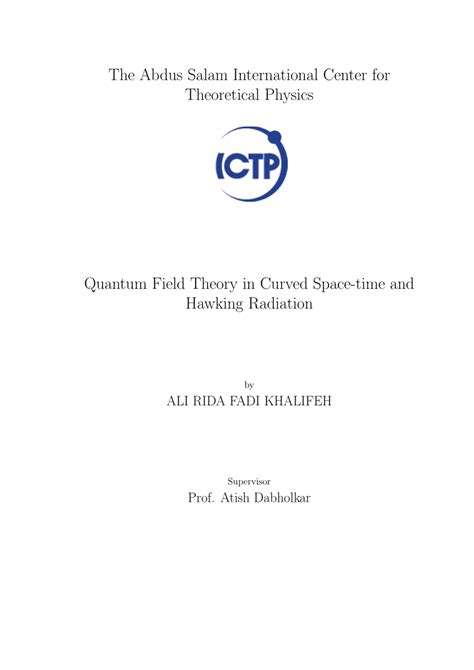 PDF Quantum Field Theory In Curved Space Time And Hawking Radiation