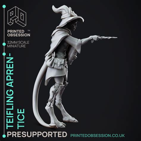 3d File Teifling Wizard Apprentice Presupported Illustrated And