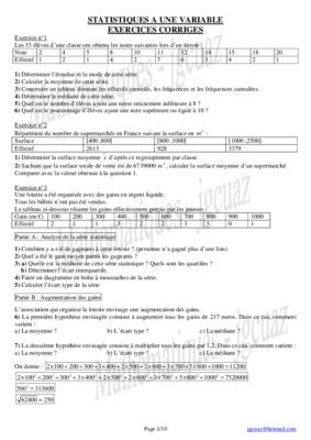 Statistiques A Deux Variable Exercices Corriges Pdf Notice Manuel D