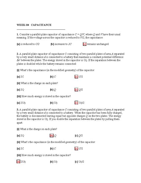Worksheet Capacitance Sol Week 04 Capacitance