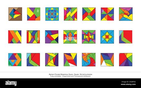 Abstract Colored Square Geometric Shapes Vector Illustration Stock