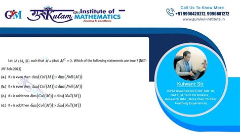 question 63 linear algebra net jrf feb 2022 youtube