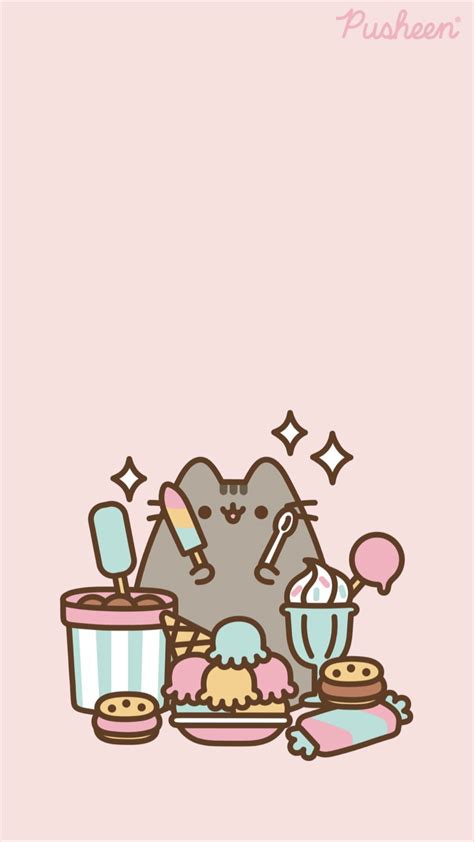 Pusheen The Cat Iphone Wallpaper Fall Wallpaper Kawai