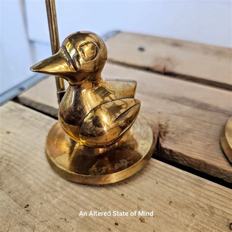 One Vintage Solid Brass Duck With Umbrella Gatco Duckling Etsy